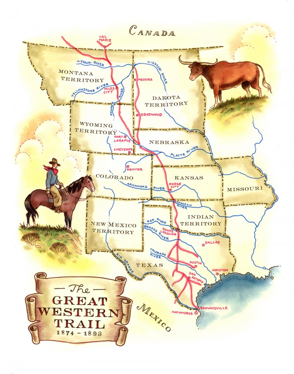 Map Of The Western Trail – Map Of Western Migration Routes – TCZTPR